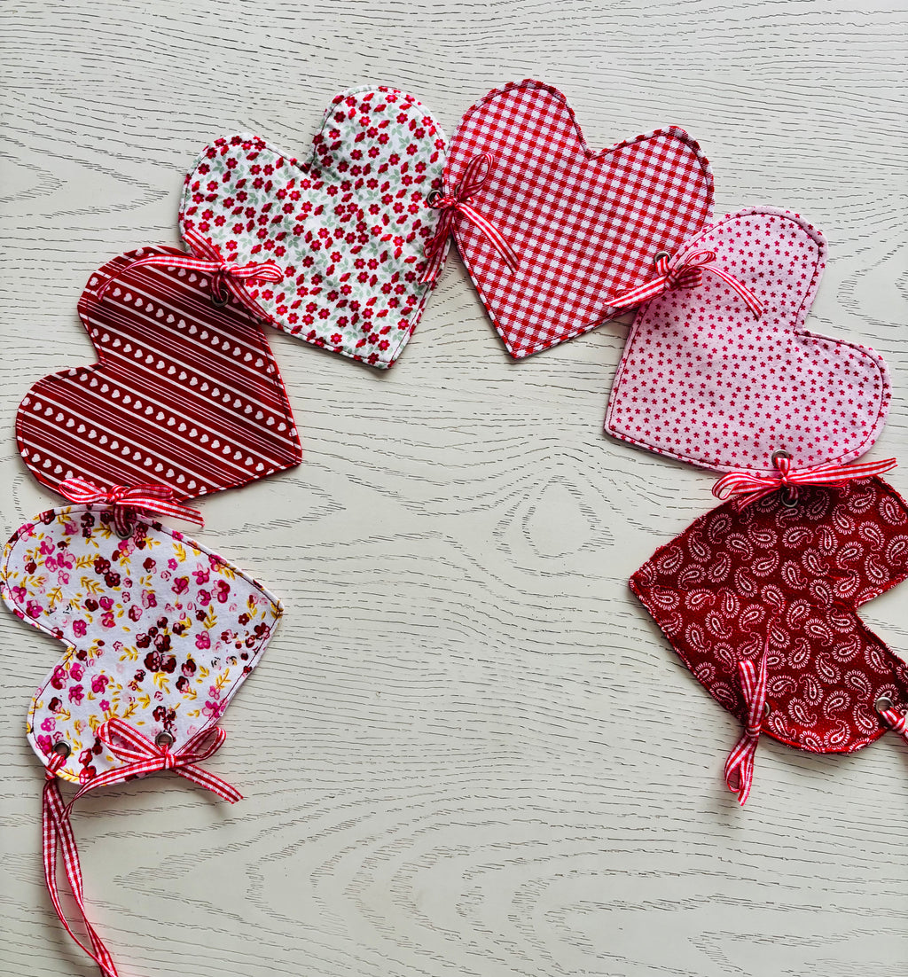 Handmade Fabric Heart Garland Double sided Bunting Decor