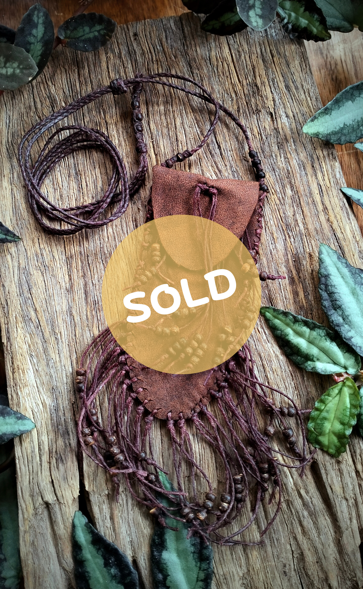 MEDICINE POUCH |• leather wood beads ~ a keep safe