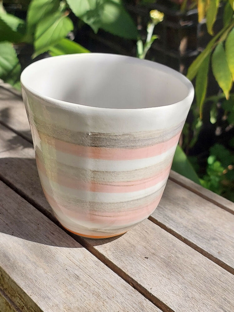 Stripe handless cup | Ceramic Mug | Mug Hug