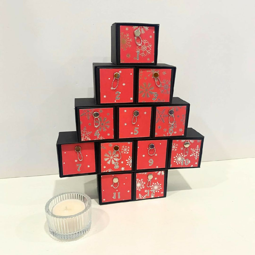 Sparkling Snowflake Handmade 12 Days of Christmas Calendar (Red Backgr