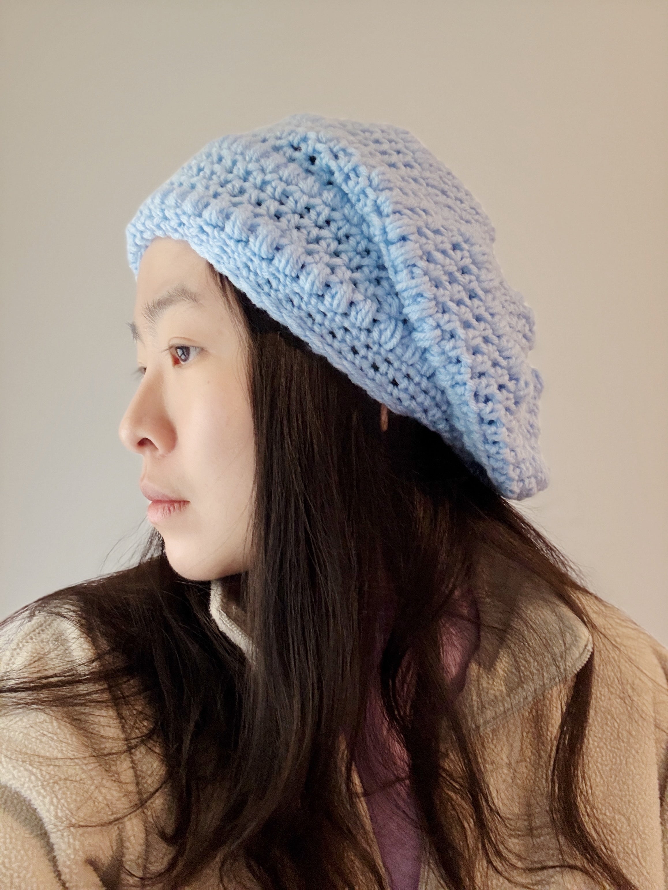 Blue crochet Slouchy Beanie