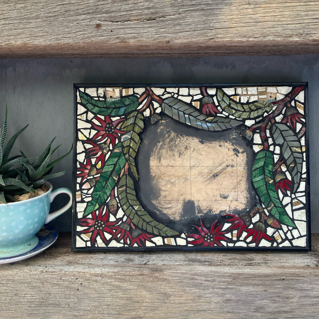 Personalised Mosaic House Number - Flowering Gums - Upcycled Crockery