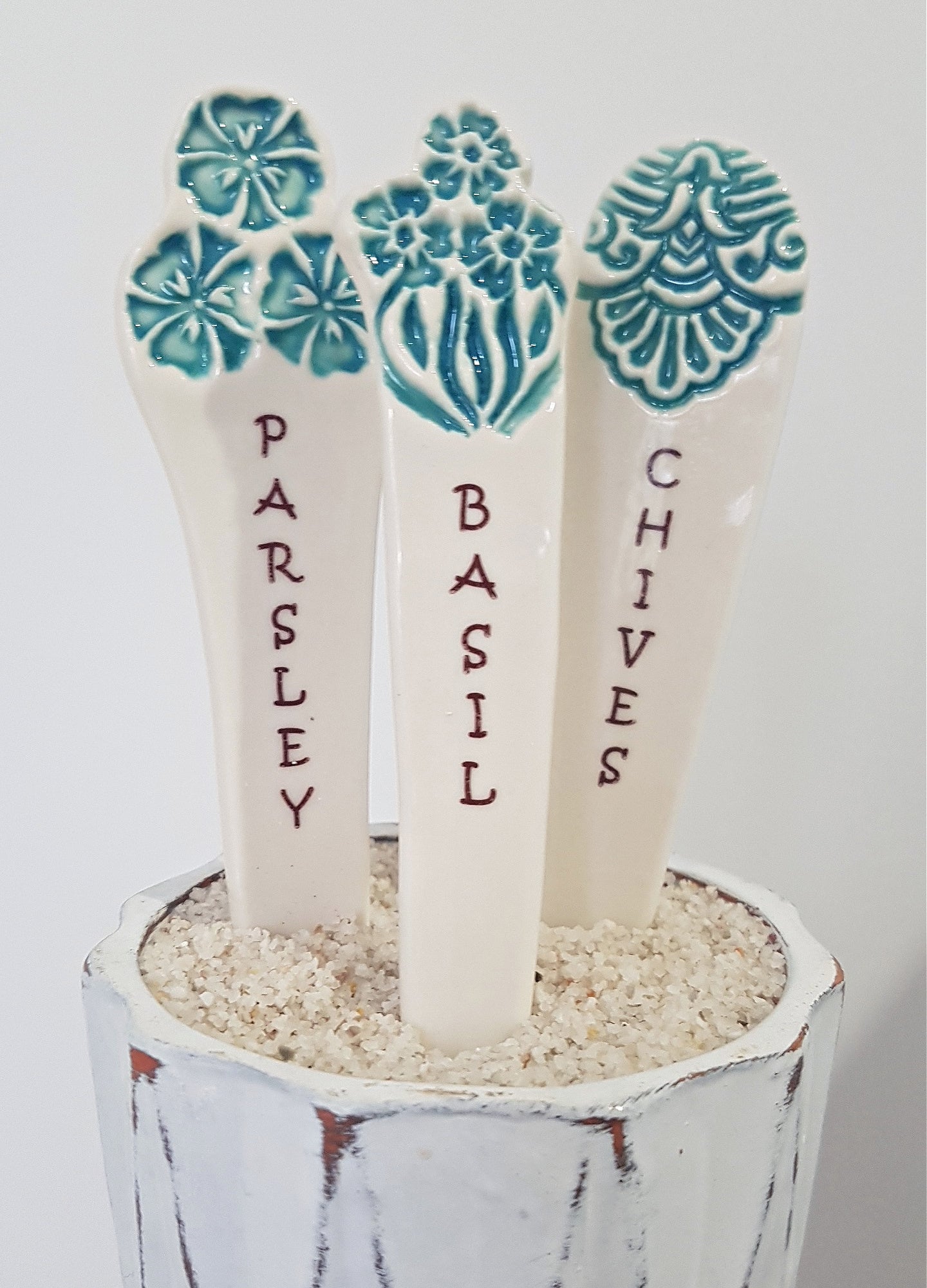 Ceramic herb markers gift set. Seeds included