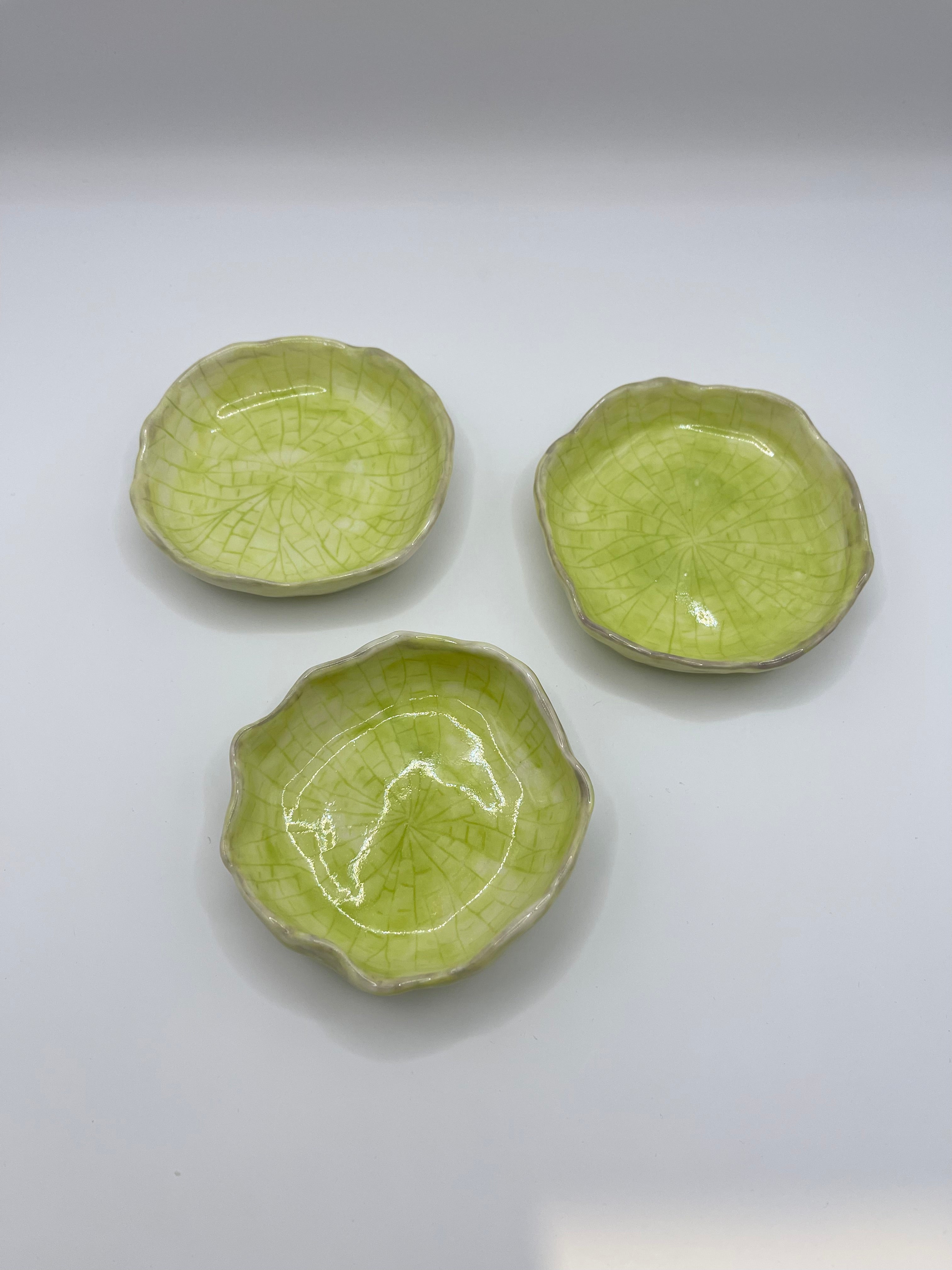 Handmade Porcelain Lily Pad Condiment Dishes – Set of 3
