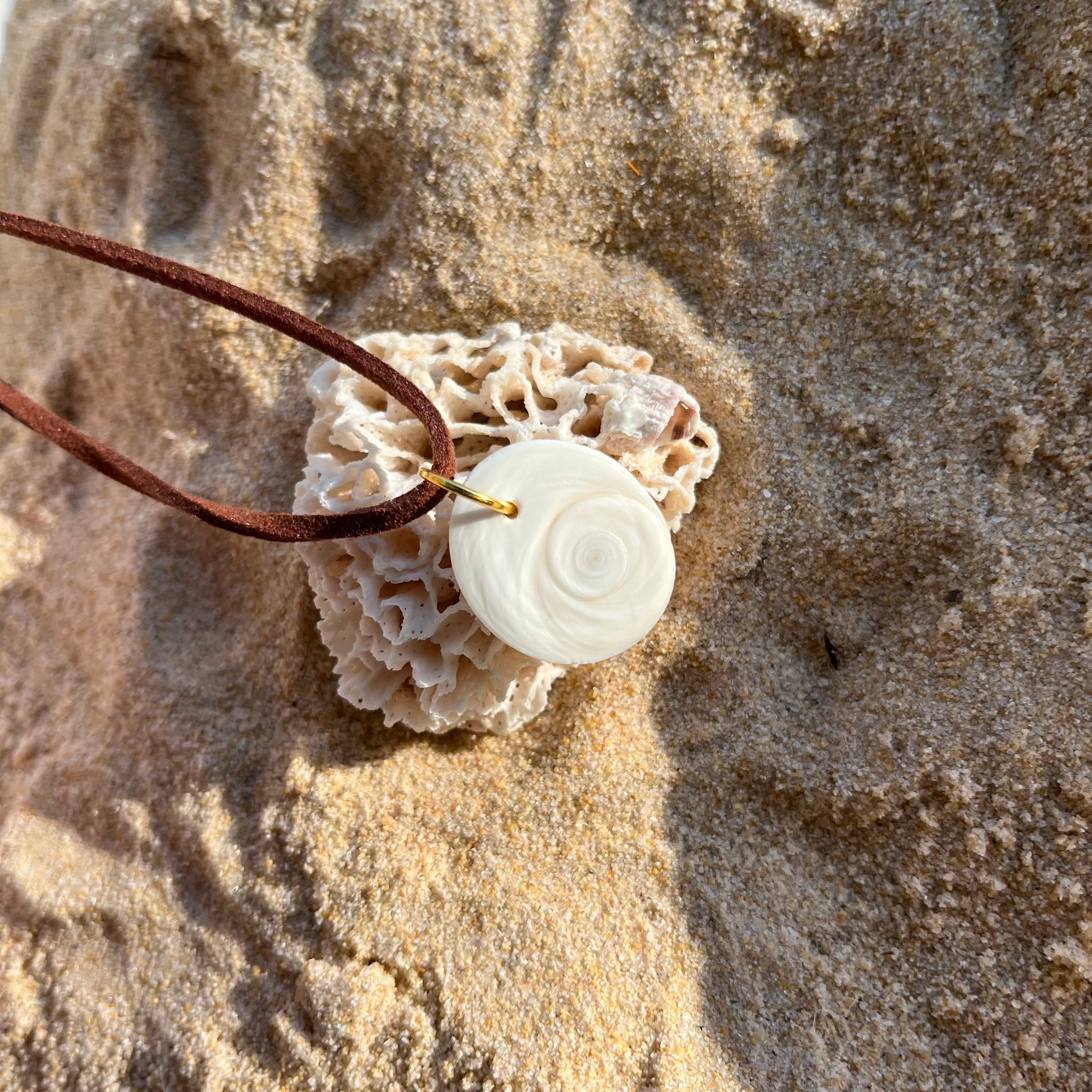 Round Swirl Shell Pendant Natural Coastal Jewellery