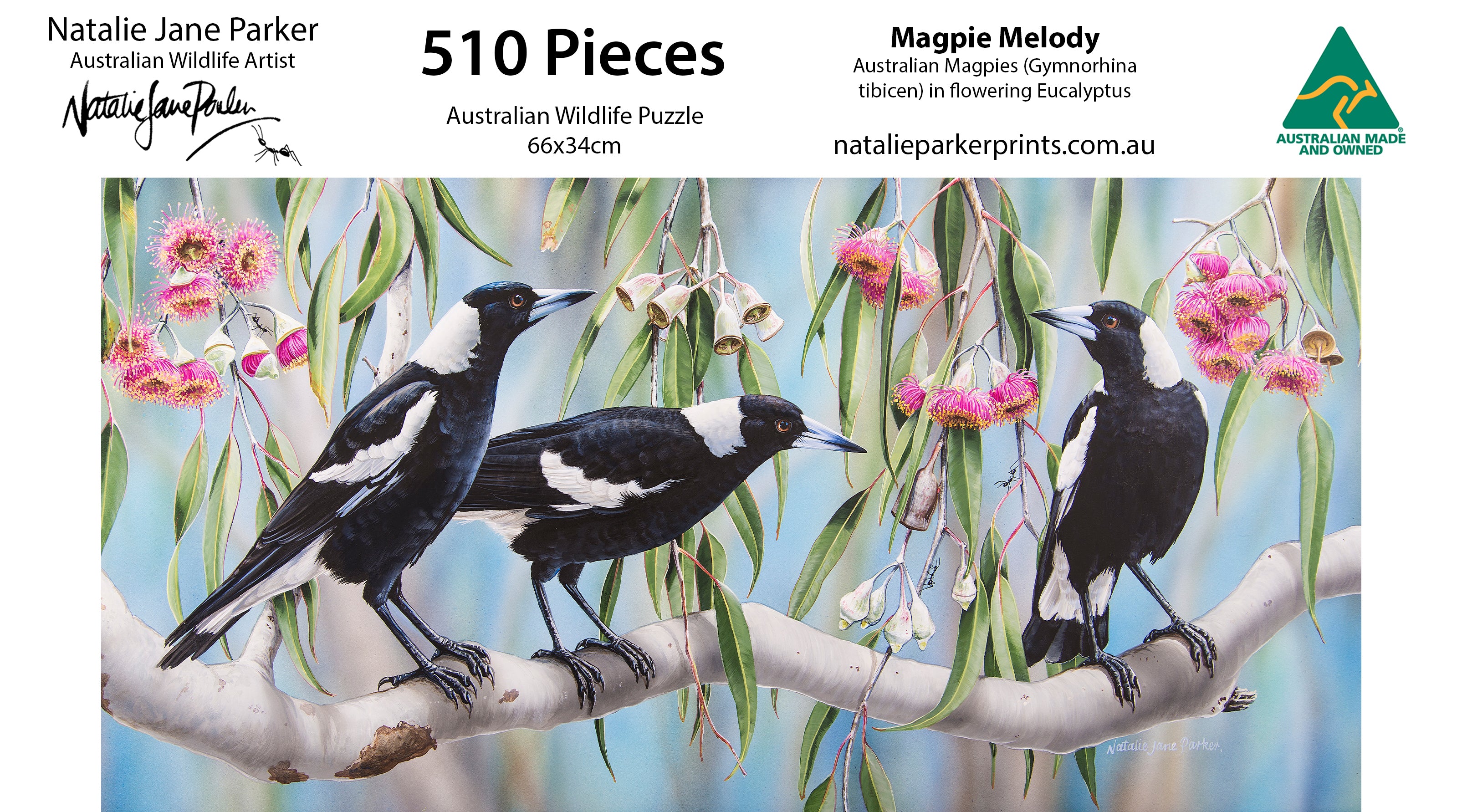 Magpie Melody – Australian Magpies | 510-Piece Panorama Jigsaw Puzzle