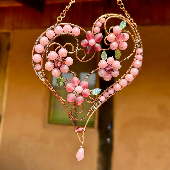 Glass Flower Heart Wall/window-hanger