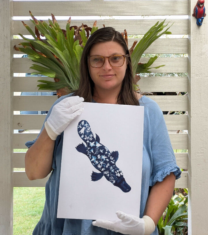 Platypus ~ Australian Animal Art ~ Limited Edition Cyanotype Print