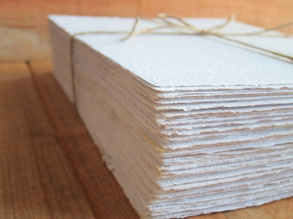 White Handmade Recycled Paper Sheets / Printable Stationery / Craft Pa