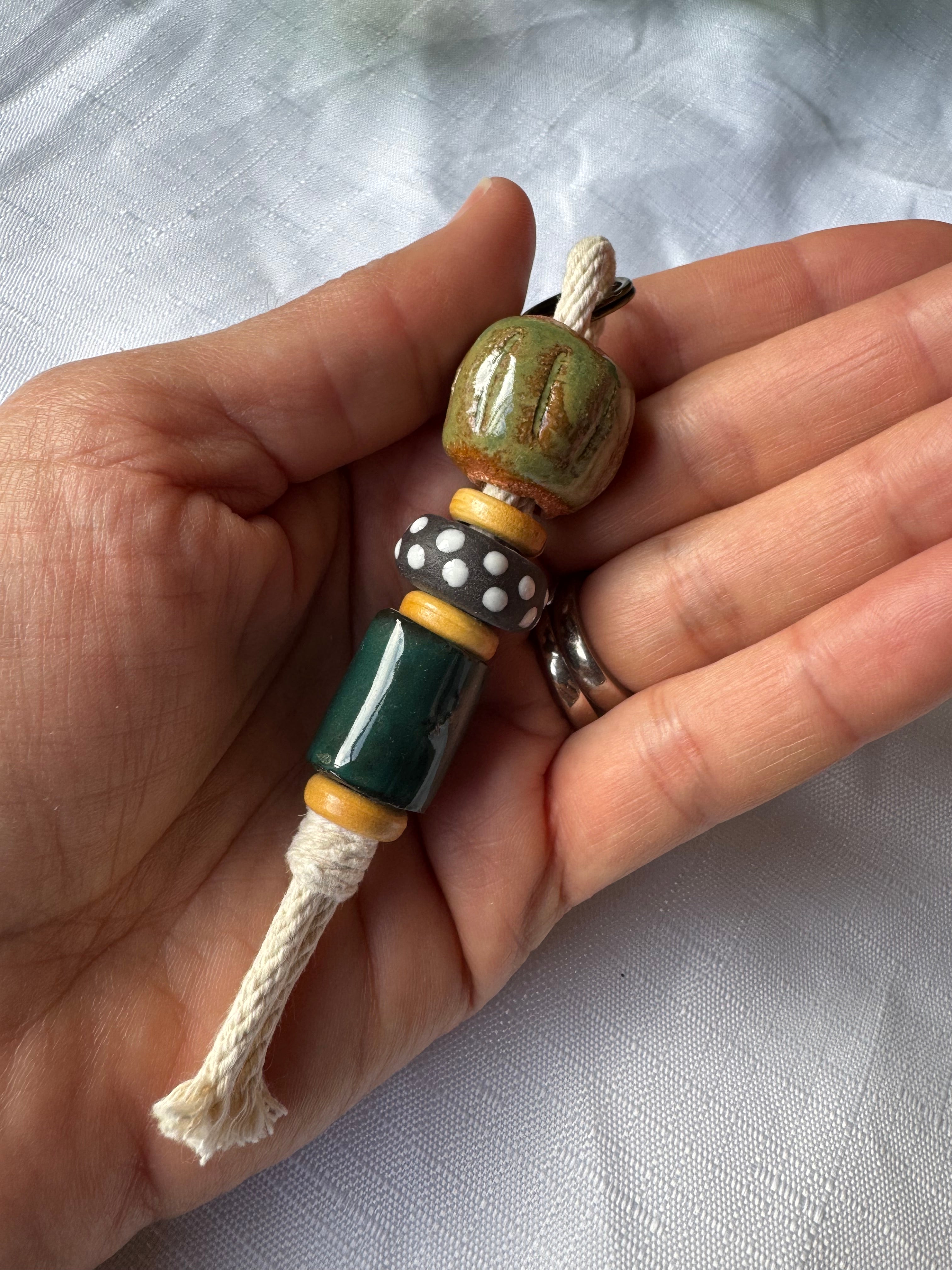 Clay bead keyring, decorative piece