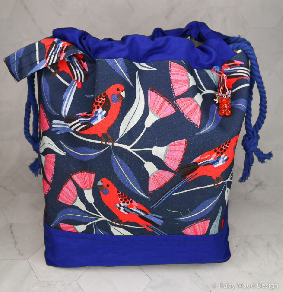 Large Crimson Rosella Knitting Project Bag