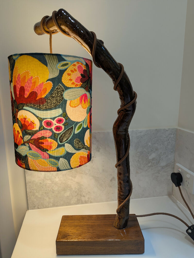 Solid Timber Lamps with Kirsten Katz Fabric Shades - Pair