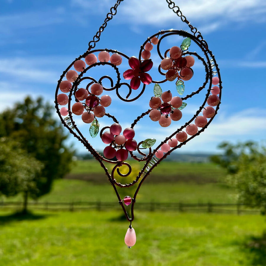 Glass Flower Heart Wall/window-hanger