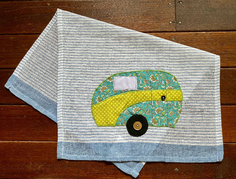 Vintage Caravan tea Towel - Green
