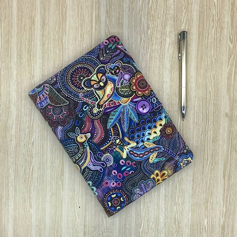Australian Animals refillable A5 fabric notebook cover gift set - Incl