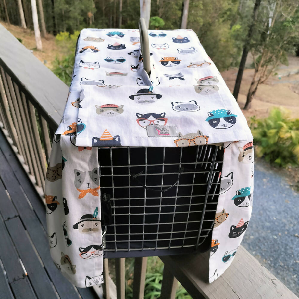 Pet carrier cover case for travelling, cat print cover