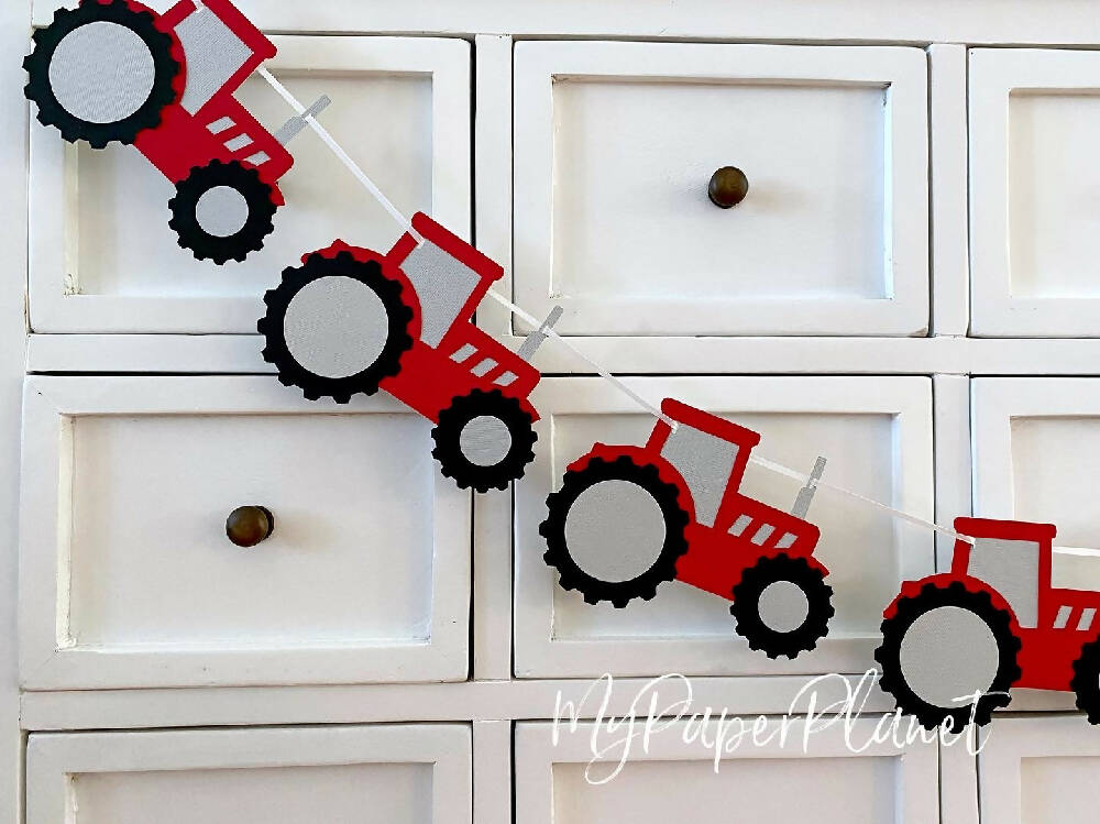 Tractor banner. Red or green tractors.