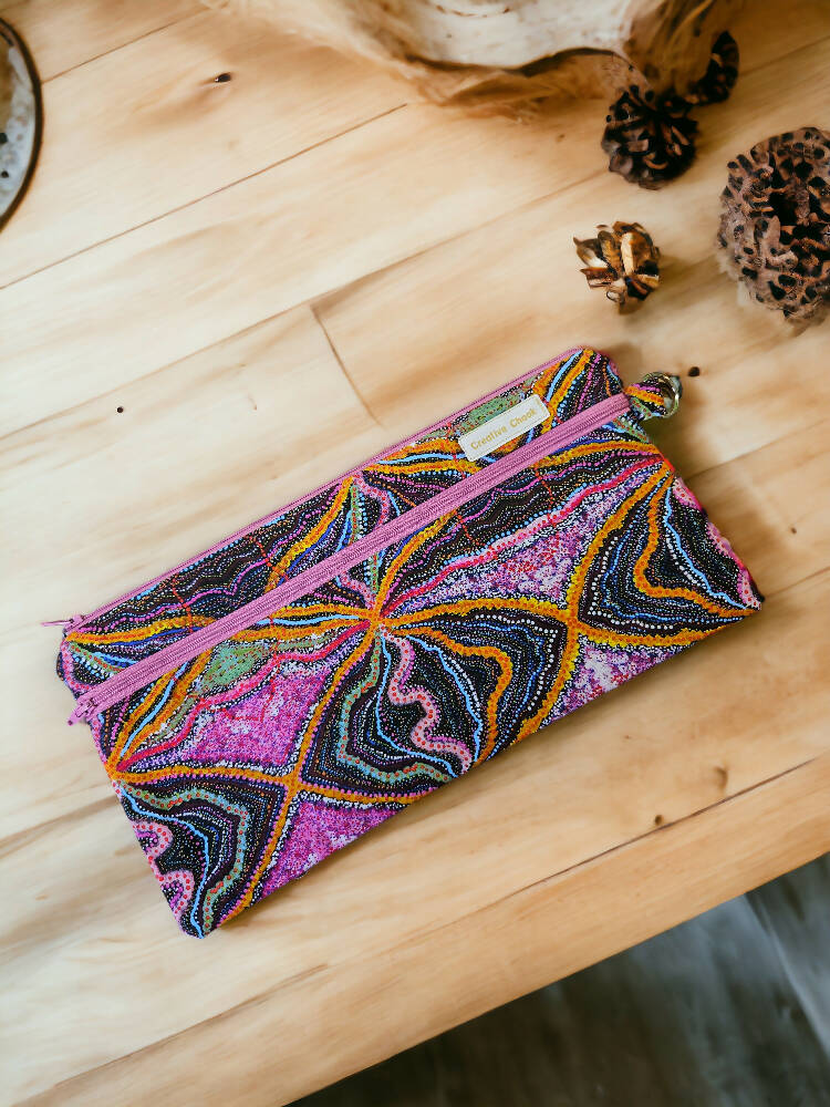 Handmade Pencil Case Zippered Indigenous Design