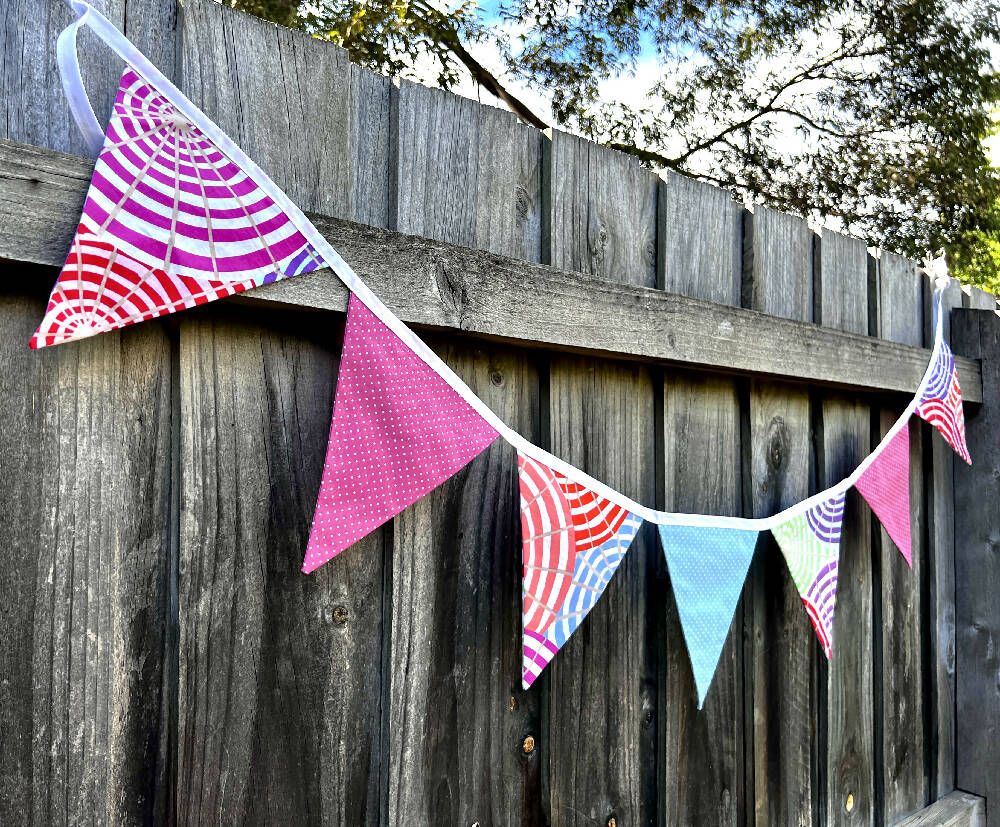 Flag Bunting - Swirls with Pink & Blue (7 flags)