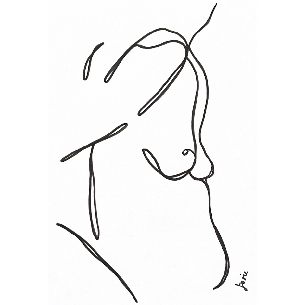 ‘Relaxed Shoulders’ Original A4 line drawing artwork