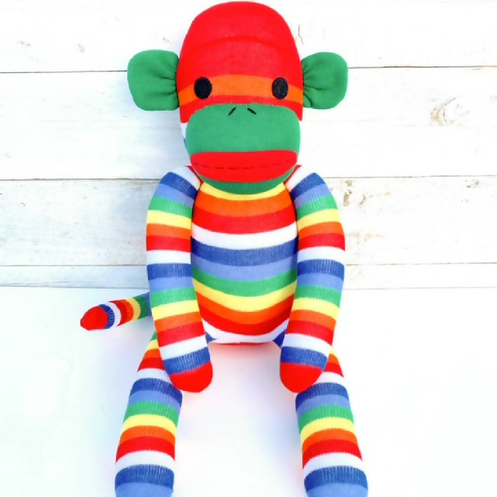 Classic Range - 'Wesley' the Sock Monkey - rainbow - *MADE TO ORDER*