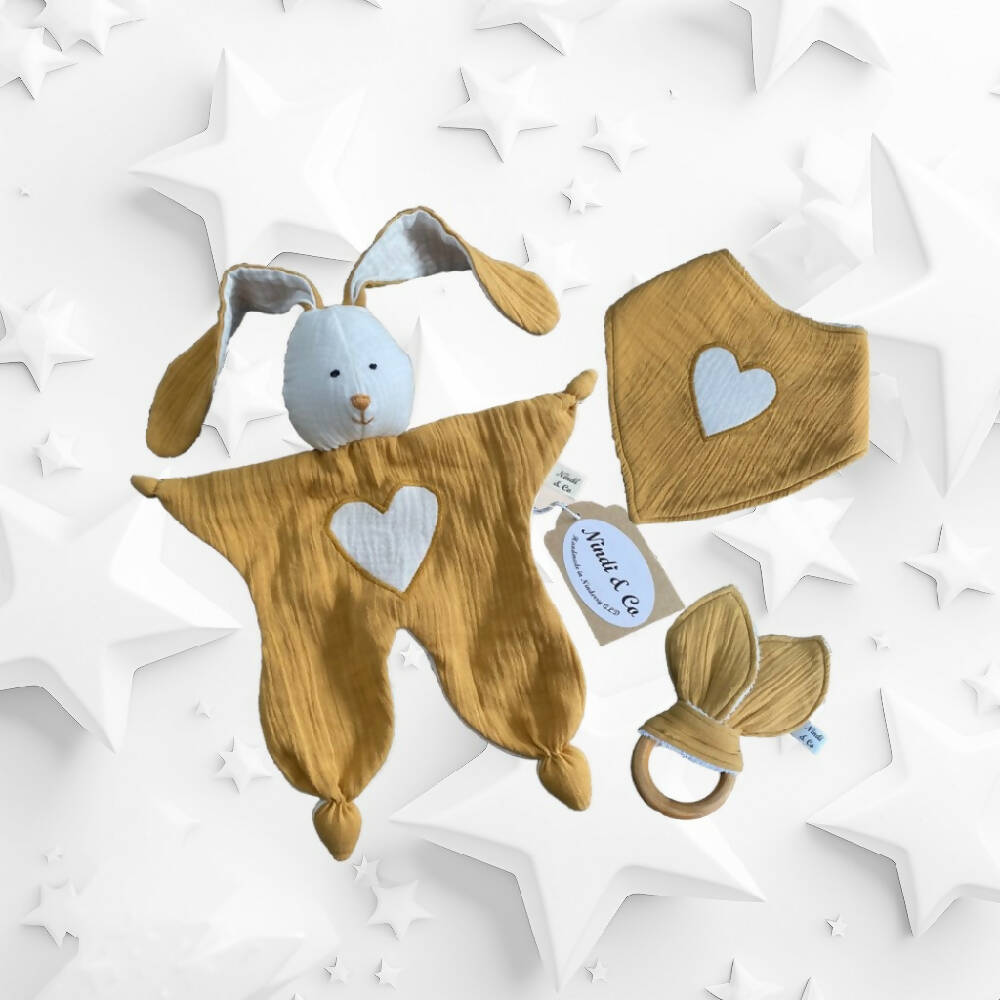 Baby Bunny Comforter, Bib & Bunny Ears Teether Set